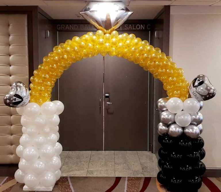 My Bride and Groom Ring Arch - Balloons By Design
