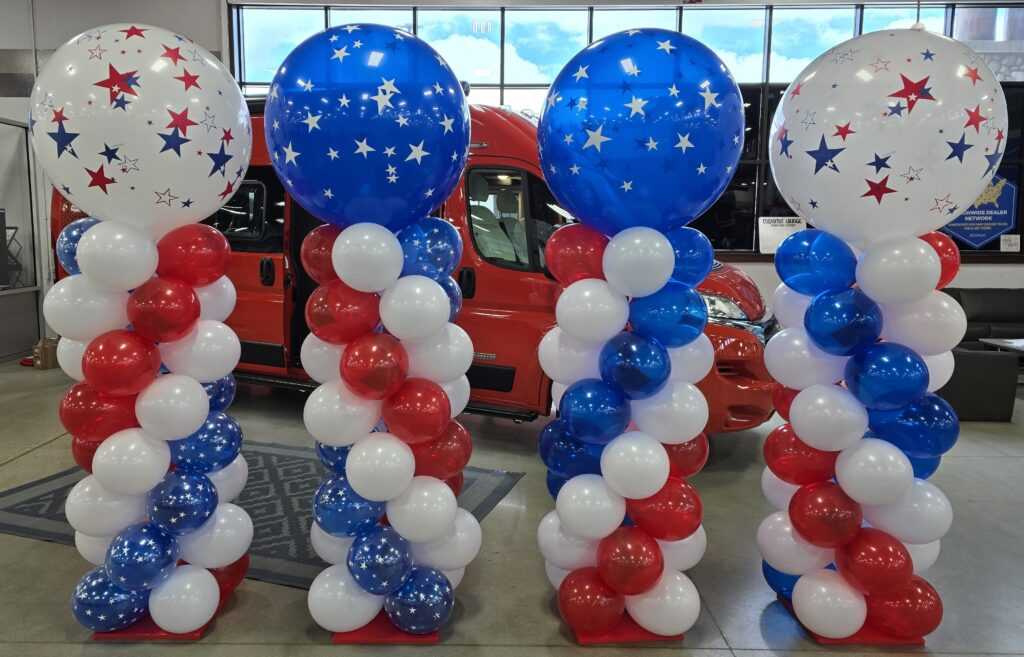 Classic Decor Balloon Columns Red, White & Blue - Balloons By Design