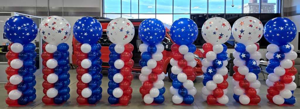 Balloon Columns Red, White & Blue - Balloons By Design